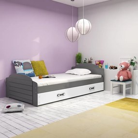 SMB Postel se šuplíkem LILA, 90x200 cm Dekor: Grafit, Barva šuplíku: Grafit