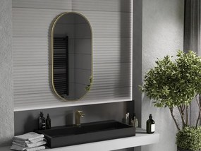 Mexen Loft, oválné koupelnové zrcadlo 100 x 50 cm, barva rámu zlatá lesklá, 9851-100-050-000-50