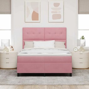 Postel s boxspringem s čelo Růžová 160 x 200 cm samet 3339847