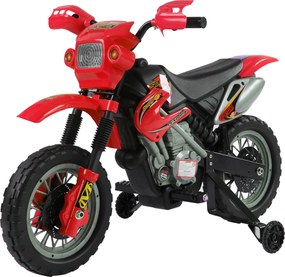 HOMCOM Dobíjecí elektrická motorka pro děti 6V od 3 let s nabíječkou a podpůrnými koly 102x53x66 cm Červená