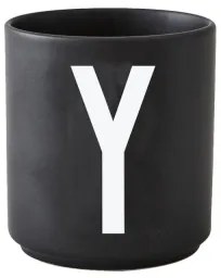 Černý porcelánový hrnek Letter Y Design Letters