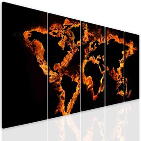 Obraz ohnivá mapa světa Velikost (šířka x výška): 125x60 cm