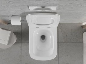 Mexen Riva, závěsná WC mísa 555x370x335 mm, Rimless Tornádo + WC sedátko z duroplastu, bílá lesklá, 30630200T