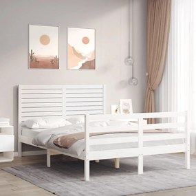 Rám postele s čelem bílý Small Double masivní dřevo,  3194997