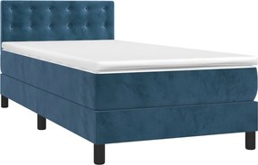 vidaXL Box spring postel s matrací a LED 80 x 200 cm samet [3134613] Barva: Tmavě moddrá