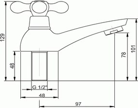 Novaservis Retro II Umyvadlová baterie na studenou vodu, chrom, 99105,0