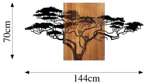 Nástěnná dekorace 70x144 cm strom dřevo/kov