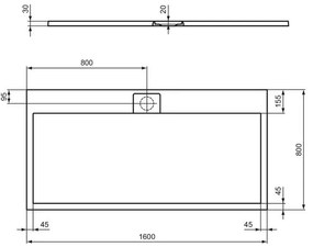 Ideal Standard i.Life Sprchová vanička litá 160 x 80 cm, betonově šedá T5225FS