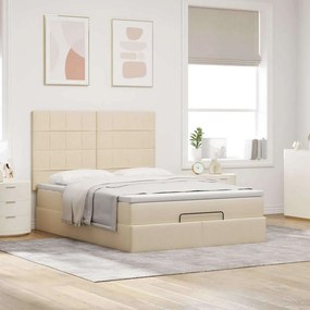 Osmanský rám postele s matrací krémově 140x200cm textil 3313166