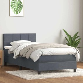 Box spring postel s matrací tmavě šedá 80x220 cm samet 3316234