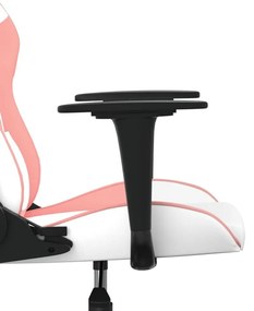 Petromila Masážní herní židle bílá a růžová umělá kůže
