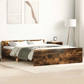 Rám postele s hlavovým a nožním čelem kouřový dub 140 x 190 cm 3203786