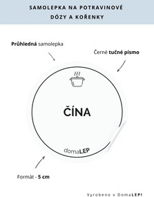 Samolepka na kořenky ČÍNA průhledná 5 cm tučné písmo