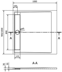 Mexen Amon, SMC obdélníková sprchová vanička 100 x 90 cm, bílá, 4F109010