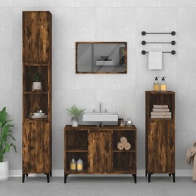 3dílný set koupelnového nábytku kouřový dub kompozitní dřevo,  3185626