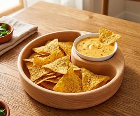 AMADEA Dřevěná miska nachos kulatá, masivní dřevo, rozměr 20x4,5 cm