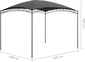 Altán 3 x 4 x 2,65 m antracitový 180 g/m² 313911