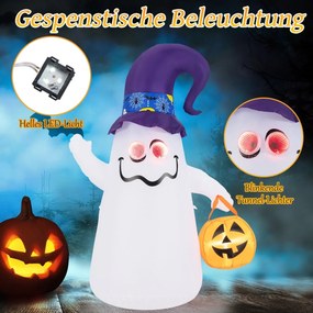 Costway 180 CM LED nafukovací halloweenský duch s dýní Venkovní hrozná dekorace