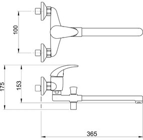 Novaservis Titania Iris Paneláková baterie bez sprchy 100 mm 92033/1,0