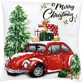 Vánoční dekorační polštář s autíčkem Merry Christmas - 45*45*4 cm
