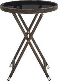 Čajový stolek hnědý 60 cm polyratan a tvrzené sklo 310560