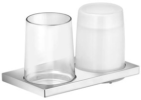 Keuco Edition 11 - Nástěnný dvojitý držák s pohárem a dávkovačem tekutého mýdla, chrom 11153019000