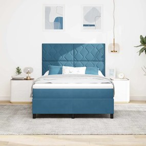 Postel s boxspringem s čelo Tmavě modrá 160 x 200 cm samet 3339912