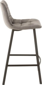 Šedá sametová barová židle Barstool Morgan Grey - 47*43*95cm
