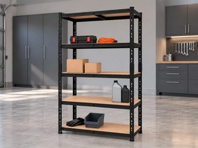 Regál 180x120x40 cm lakovaný 5-policový, nosnost 1000 kg - černý