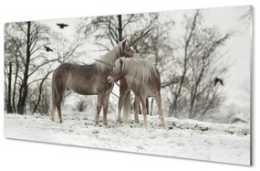 Obraz na skle Zimní lesní jednorožci 100x50 cm