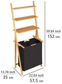 Wenko Žebříkový regál s košem na prádlo Ecori, 152 x 35 x 57 cm