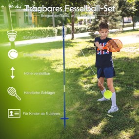 Costway Portable Tetherball Set 3 úrovně výškově nastavitelná sada s míčem