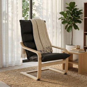 HOMCOM moderní křeslo do obývacího pokoje s vysokým polstrovaným opěradlem, dřevěnými nohami a sametovým potahem 67x83x105 cm, černá