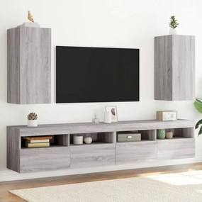 Nástěnné TV skříňky s LED 2 ks šedé sonoma 30,5 x 35 x 70 cm - Default Title
