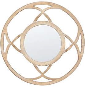 Kulaté nástěnné zrcadlo ø 60 cm světlé dřevo IZTAPALAPA Beliani