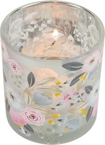 Barevný skleněný svícen Wild Flowers Rose S - Ø 7*8 cm
