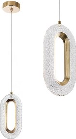 Toolight Toolight, LED křišťálový závěsný lustr, 7W, 500lm, G113-1CP, zlatá, OSW-09708
