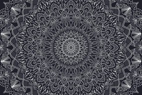 Tapeta detailní ozdobná Mandala v černobílém