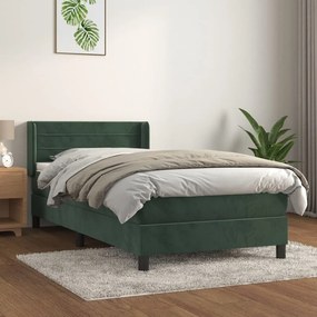 Box spring postel s matrací tmavě zelená 90x200 cm samet 3131000