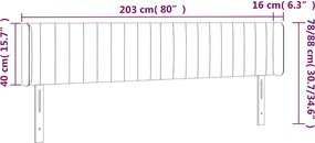 Čelo postele s LED taupe 203 x 16 x 78/88 cm textil 3123500