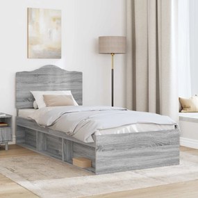 Rám postele s čelo Šedá Sonoma 75 x 190 cm Masivní borové dřevo 3413376