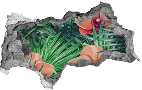 Wallmuralia Nálepka 3D díra na zeď beton Orchidej 95x73 cm