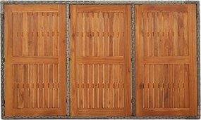 Zahradní stůl s dřevěnou deskou šedý 150 x 90 x 75 cm polyratan 319902