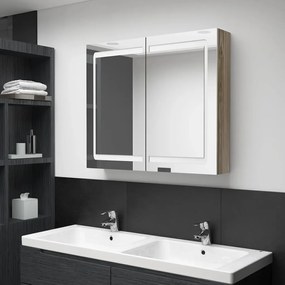 LED koupelnová skříňka se zrcadlem dub 80 x 12 x 68 cm,  326515