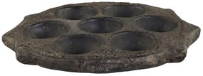 Černý antik kamenný svícen na malé svíčky Grimaud Unit - Ø 25*2,5 cm