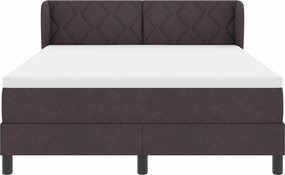 Postel s boxspringem s čelo Tmavě hnědá 160 x 200 cm textil 3340097