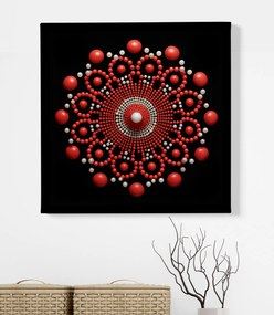 Obraz na plátně - Mandala červené perly FeelHappy.cz Velikost obrazu: 40 x 40 cm