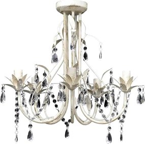 Elegantní, křišťálový lustr bílý na pět žárovek 240687
