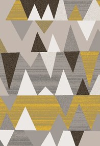 Moderní kusový koberec ELEFANTA 71732/37224 Geometrický trojúhelníky šedý žlutý Rozměr: 80x150 cm