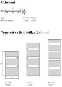 Isan Carme topný žebřík 1143/605, středové připojení DCAR11430605 Barva ISAN: Lávový popel - struktura S33 (27)